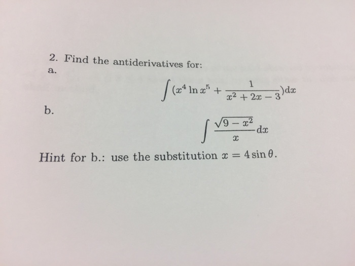 Solved Find the antiderivatives for: integral (x^4 ln x^5 + | Chegg.com