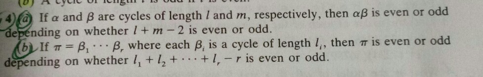 Solved 96) If α and β are cycles of length l and m, | Chegg.com