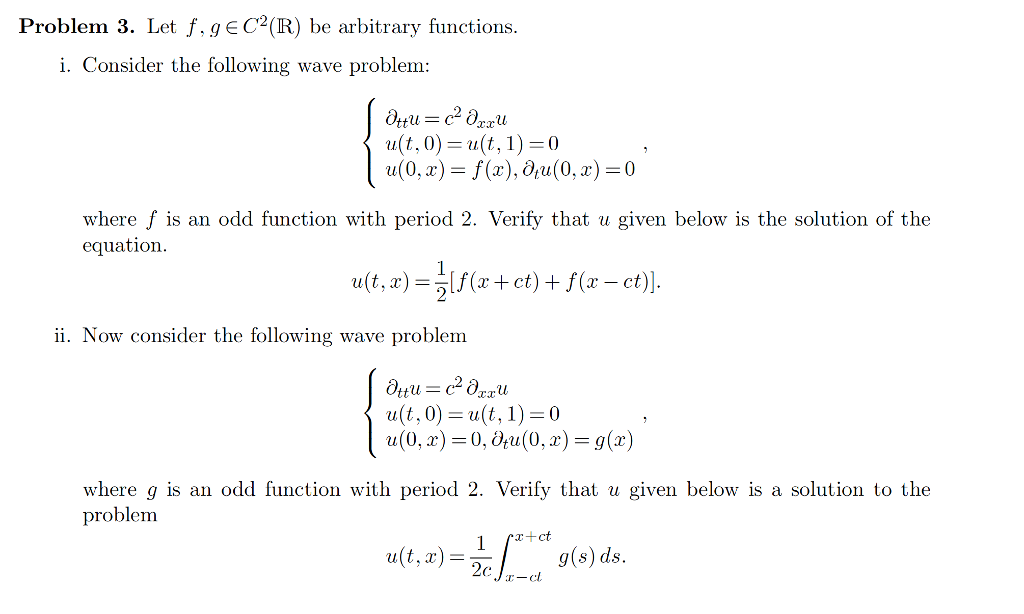 Solved Let f, g elementof C^2(R) be arbitrary functions. i. | Chegg.com