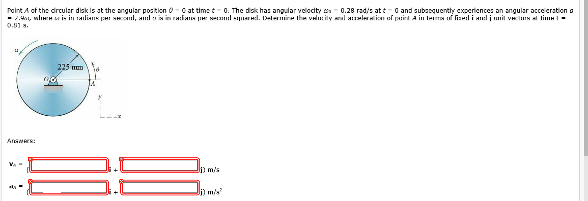Solved Point A of the circular disk is at the angular | Chegg.com