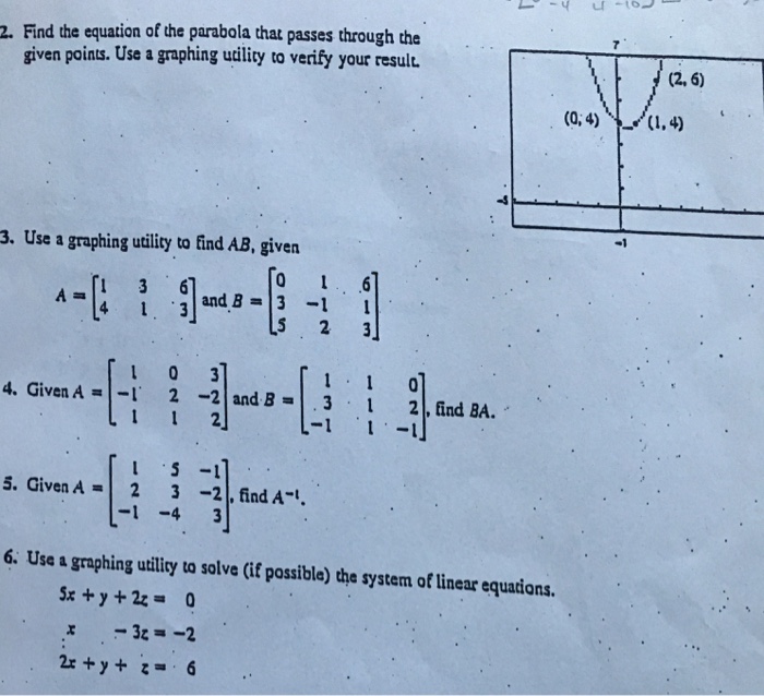 Solved Find the equation of the parabola that passes through | Chegg.com