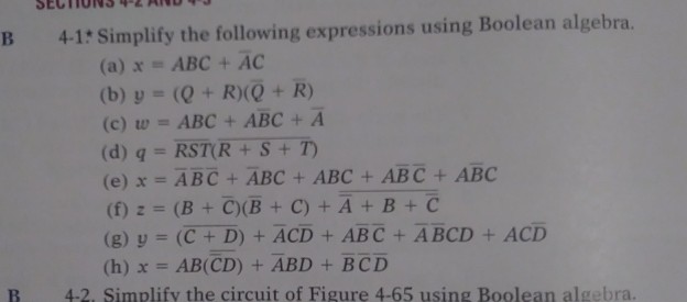 Solved B 4-1: Simplify the following expressions using | Chegg.com