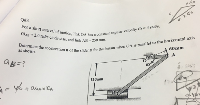 Solved For a short interval of motion, link OA has a | Chegg.com