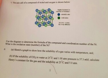 Solved The unit cell of a compound of nickel and oxygen is | Chegg.com