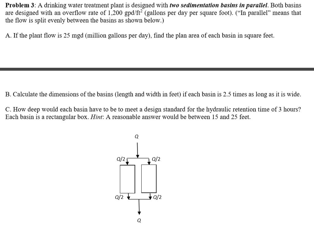 Solved Problem 3: A drinking water treatment plant is | Chegg.com