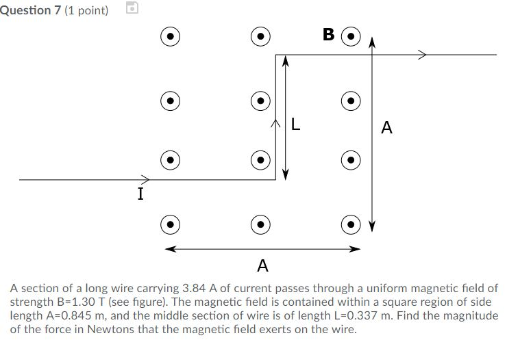 Solved Question 7 (1 point) dl A section of a long wire | Chegg.com