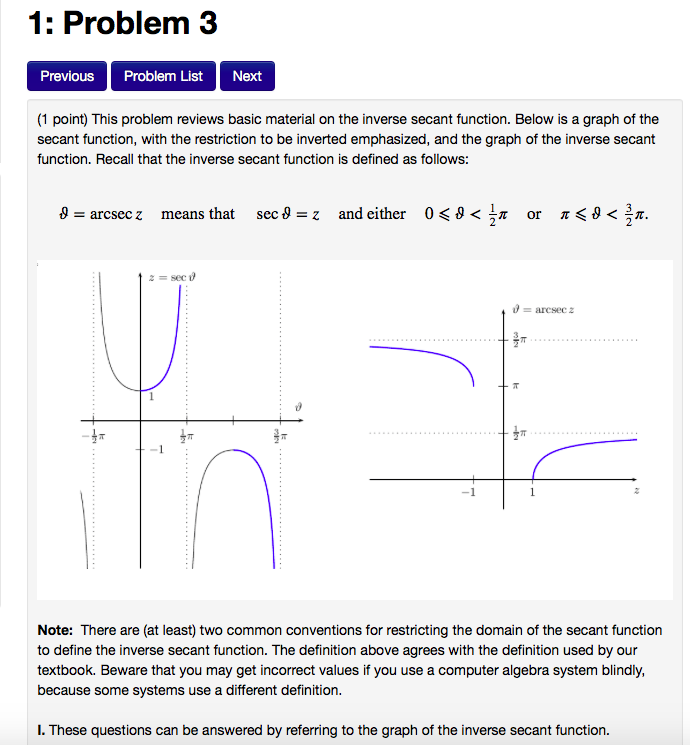 Solved 1: Problem 3 Previous Problem List Next (1 point) | Chegg.com