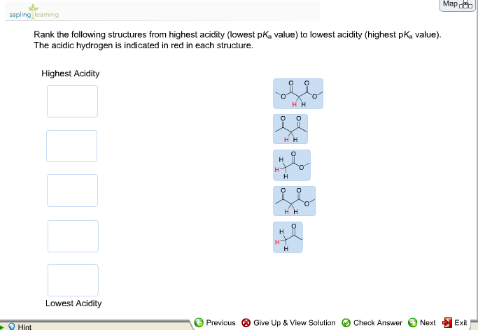 Solved Rank the following structures from highest acidity | Chegg.com