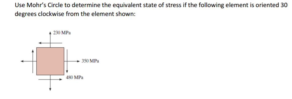 Solved Use Mohr's Circle to determine the equivalent state | Chegg.com