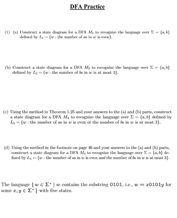 Solved Construct a state diagram for a DFA M1 to recognize | Chegg.com