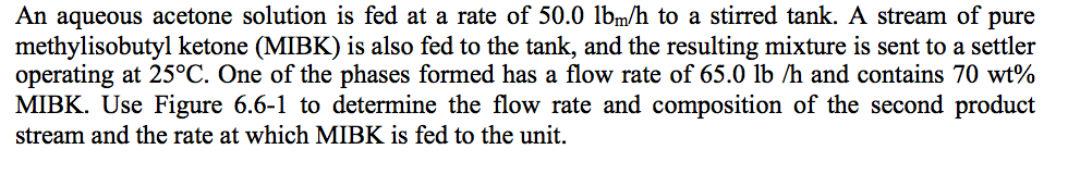 Solved An aqueous acetone solution is fed at a rate of 50.0 | Chegg.com
