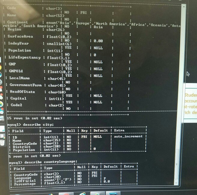 Solved 1. (World database) Create view called | Chegg.com