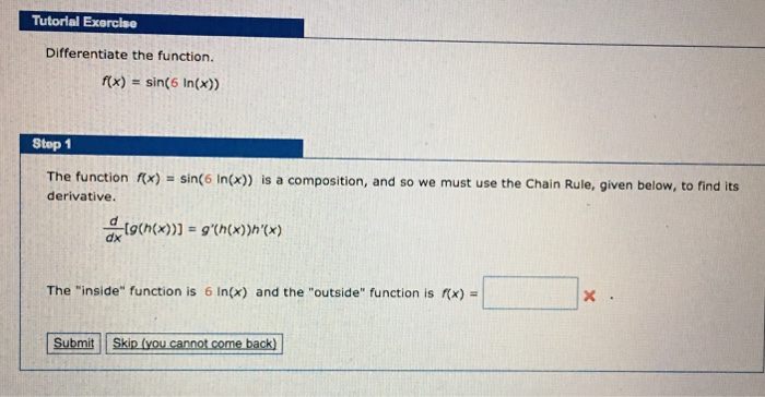 Solved Differentiate the function. f(x) = sin(6 ln(x)) | Chegg.com