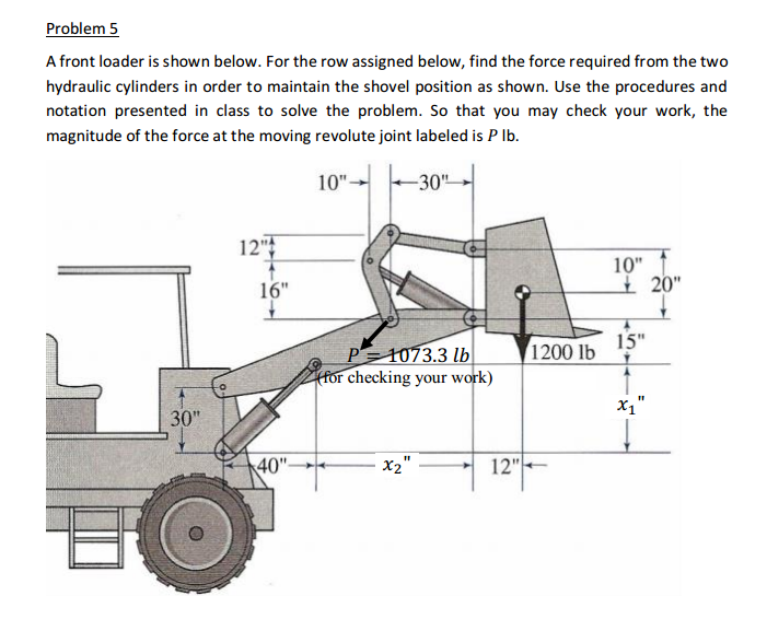 Problem 5 A front loader is shown below. For the row | Chegg.com