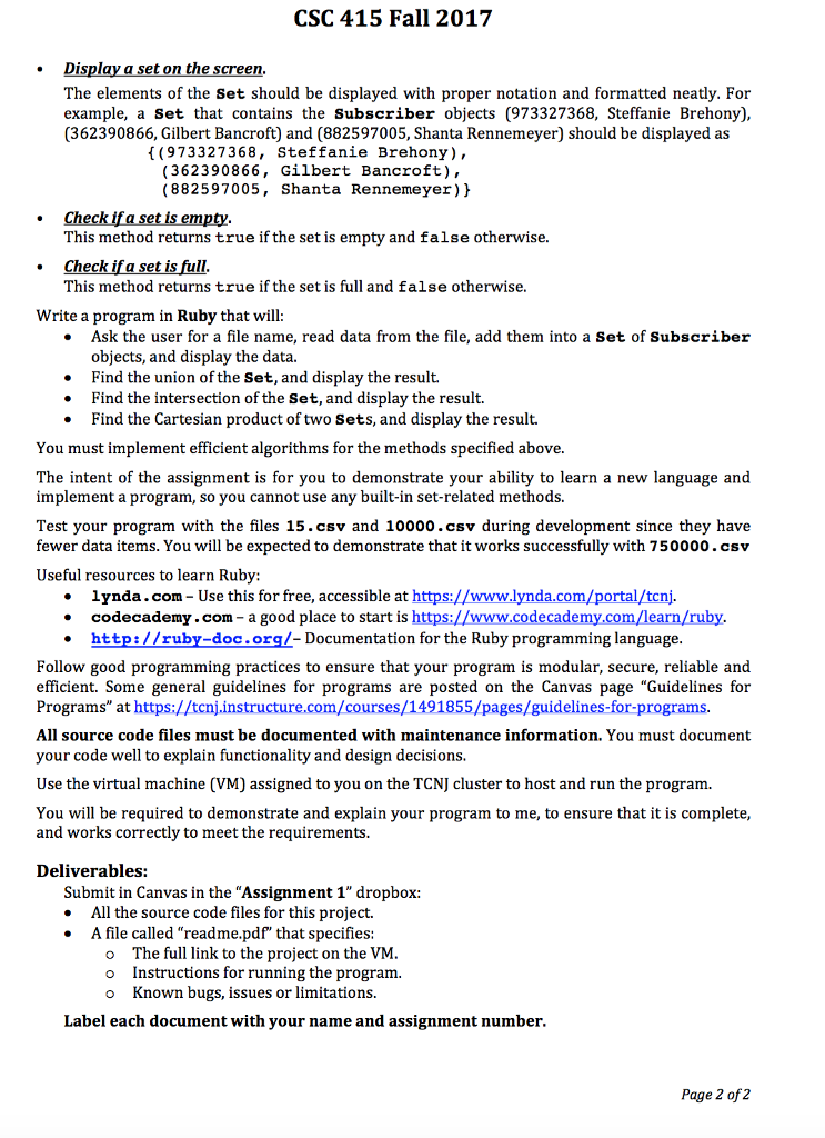 CSC 415 Fall 2017 Assignment 1 - Application | Chegg.com