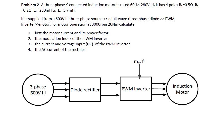 Solved Problem 2. A three-phase Y-connected induction motor | Chegg.com