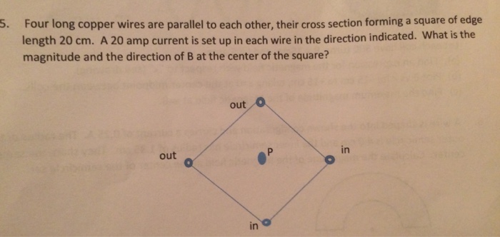 Solved Four long copper wires are parallel to each other, | Chegg.com