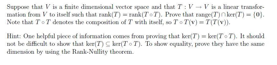 Solved Suppose that V is a finite dimensional vector space | Chegg.com