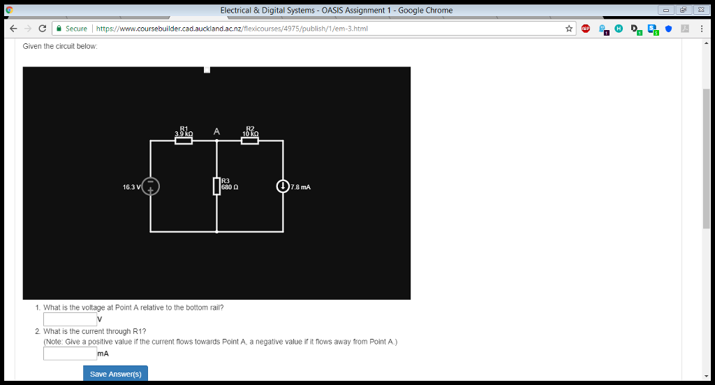 Solved Electrical & Digital Systems- OASIS Assignment 1- | Chegg.com