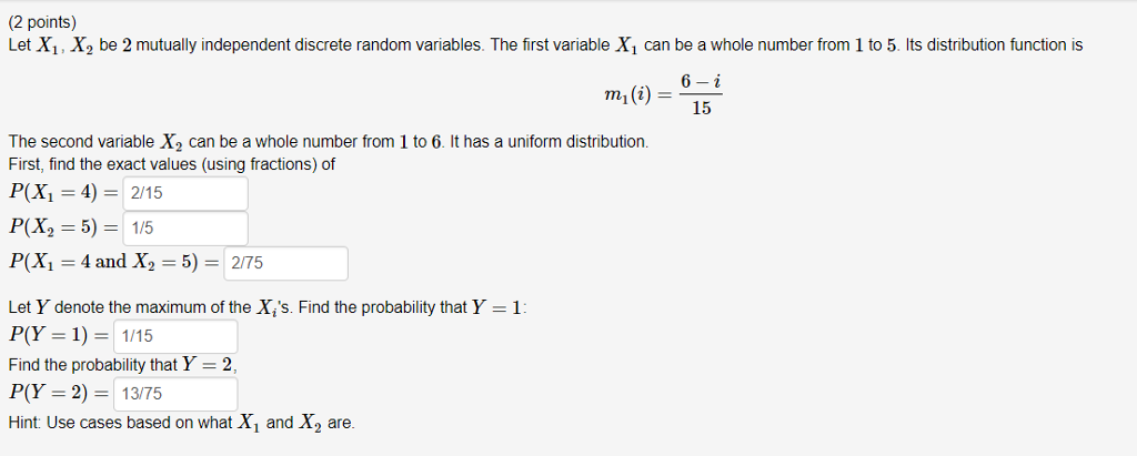 Solved (2 points) Let X1, X2 be 2 mutually independent | Chegg.com