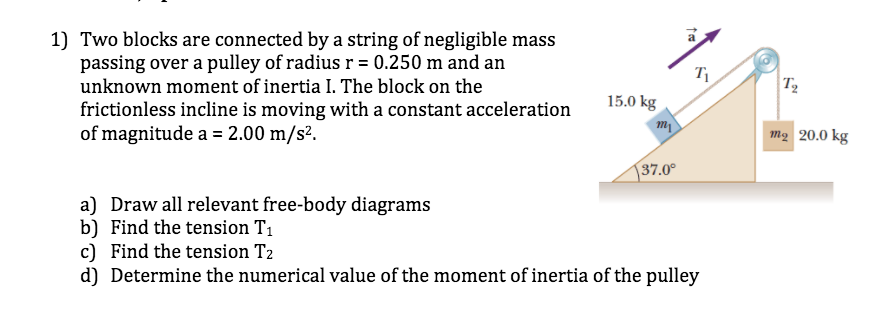 Solved 1) Two blocks are connected by a string of negligible | Chegg.com