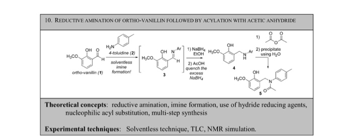 Solved 10. REDUCTIVE AMINATION OF ORTHO-VANILLIN FOLLOWED BY | Chegg.com