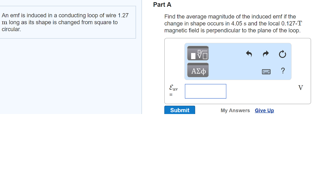 Solved An emf is induced in a conducting loop of wire 1.27 m | Chegg.com