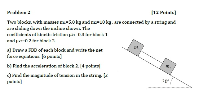 Solved Problem 2 [12 Points] Two blocks, with masses mi-5.0 | Chegg.com