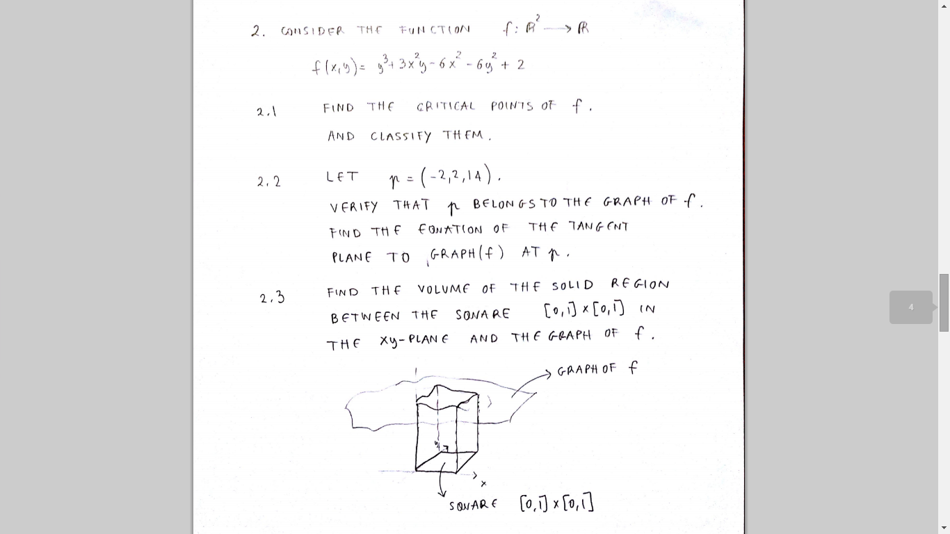Solved Consider the function f:R^4 rightarrow R f(x, y) = | Chegg.com
