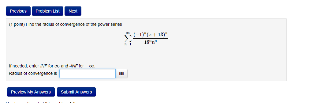 Solved Previous Problem ListNext (1 point) Consider the | Chegg.com