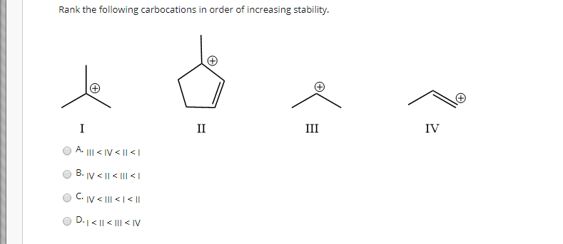Solved Rank the following carbocations in order of | Chegg.com