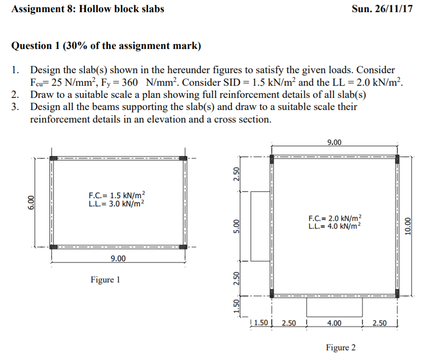 Assignment 8: Hollow block slabs Sun. 26/11/17 | Chegg.com