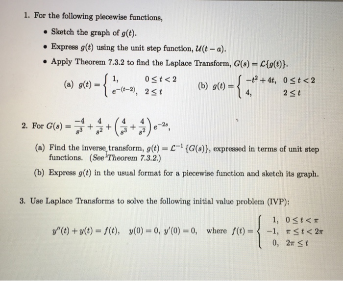 Solved For the following piecewise functions, Sketch the | Chegg.com