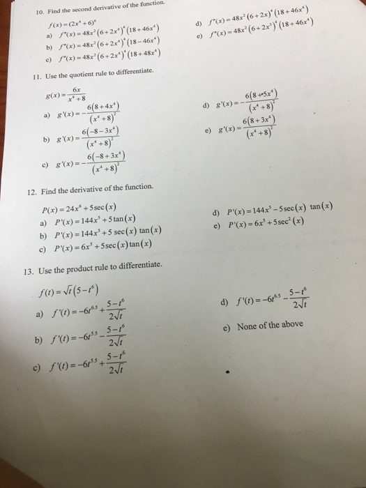Solved Find The Second Derivative Of The Function F X