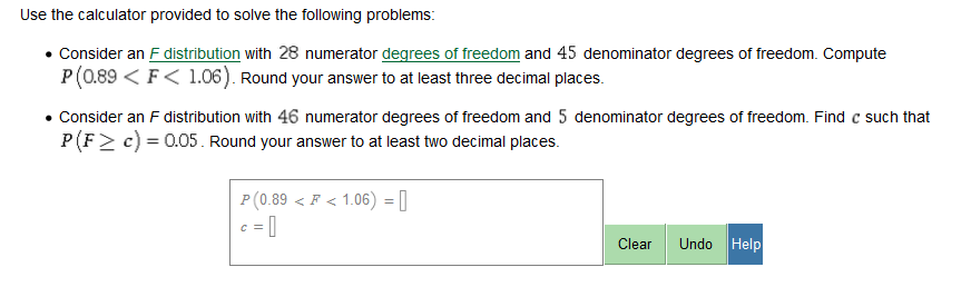 Solved Use the calculator provided to solve the following | Chegg.com