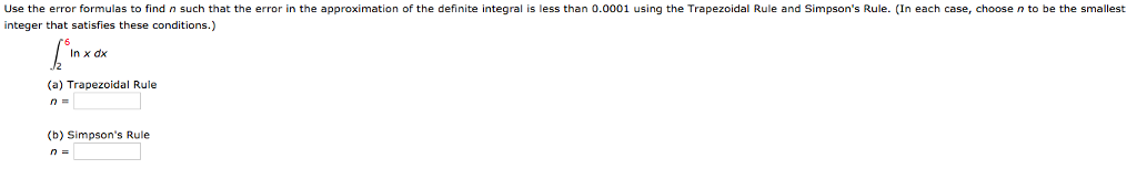 Solved Use The Error Formulas To Find N Such That The Error 