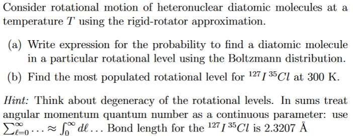 Solved Consider rotational motion of heteronuclear diatomic | Chegg.com