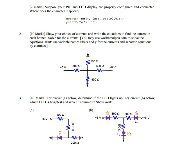 Solved 1. 12 marks Suppose your PIC and LCD display are | Chegg.com
