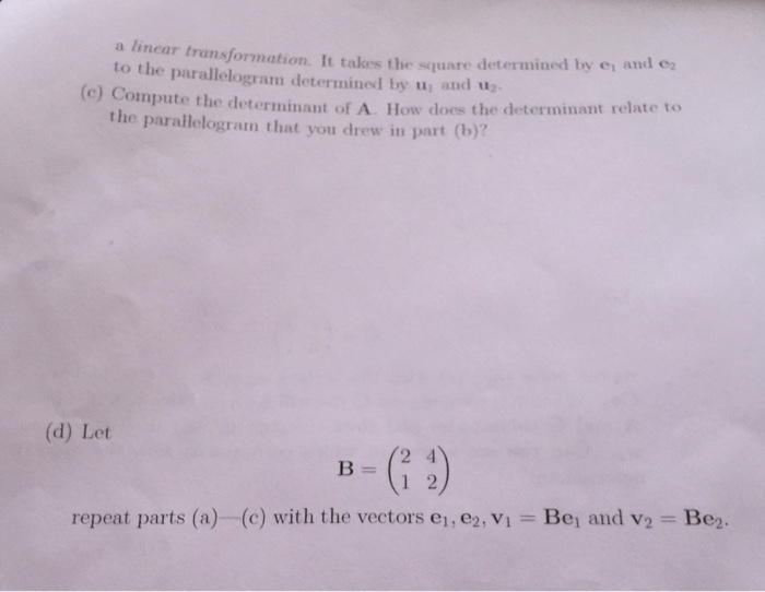 Solved 3 (23 points) Matrices as Lincar Transformations & | Chegg.com