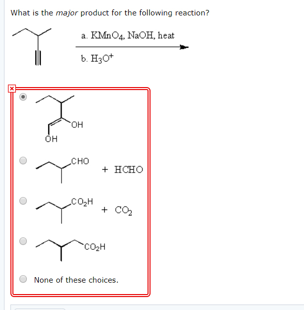Solved Select the structure of the major product formed in | Chegg.com