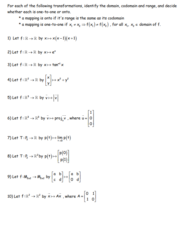 Solved For Each Of The Following Transformations Identify