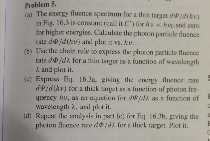Solved Problem 5 (a) The energy fluence spectrum for a thin | Chegg.com