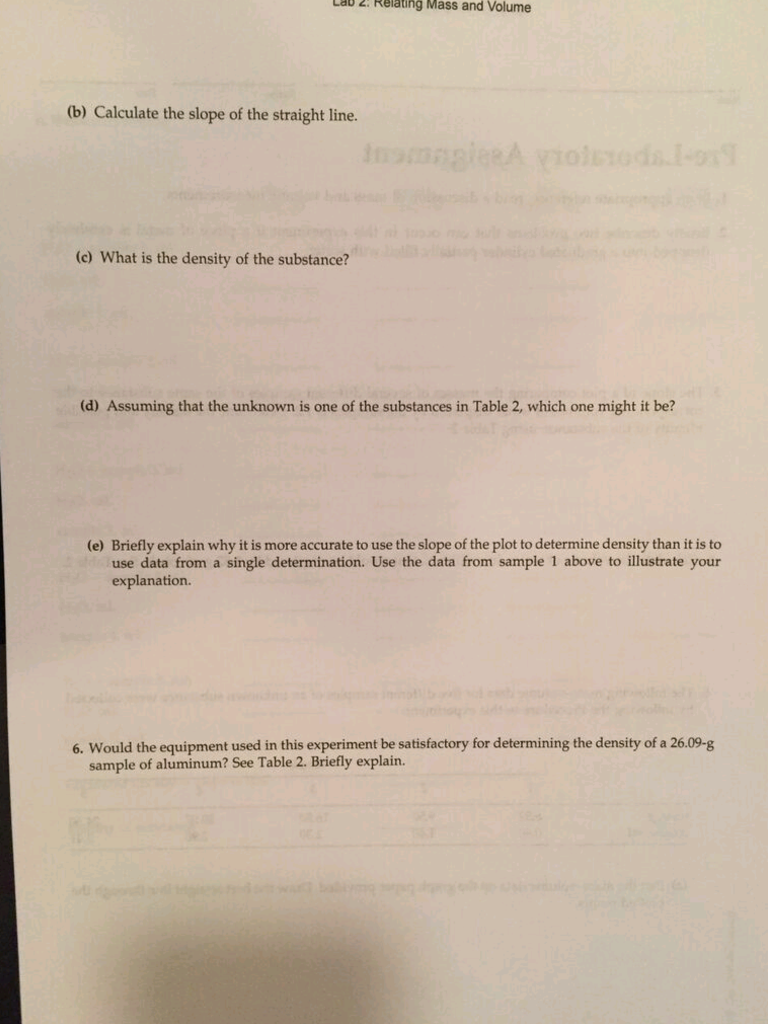 Solved Lab 2: Relating Mass and Volume Section Date | Chegg.com