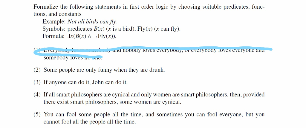 Solved Formalize the following statements in first order | Chegg.com