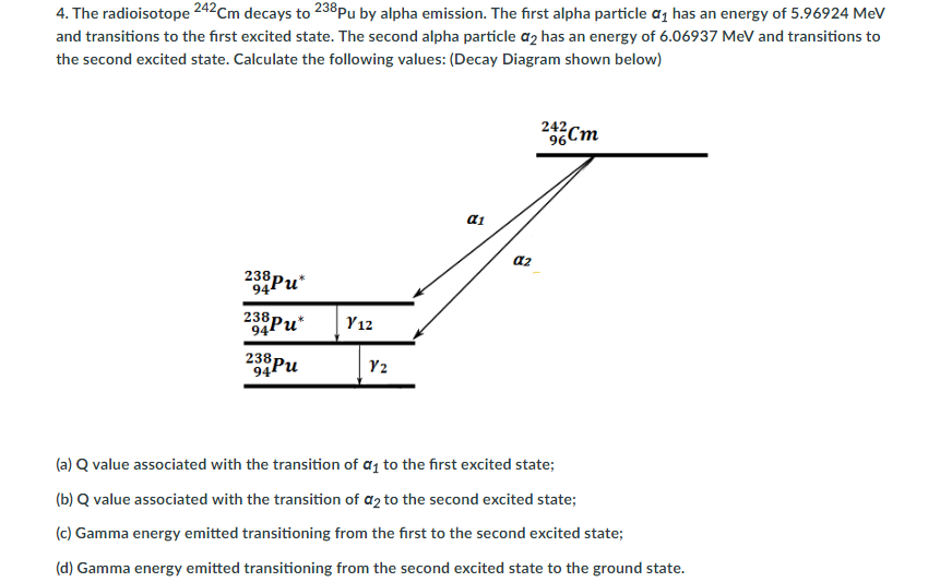 4. The radioisotope 242Cm decays to 238Pu by alpha | Chegg.com