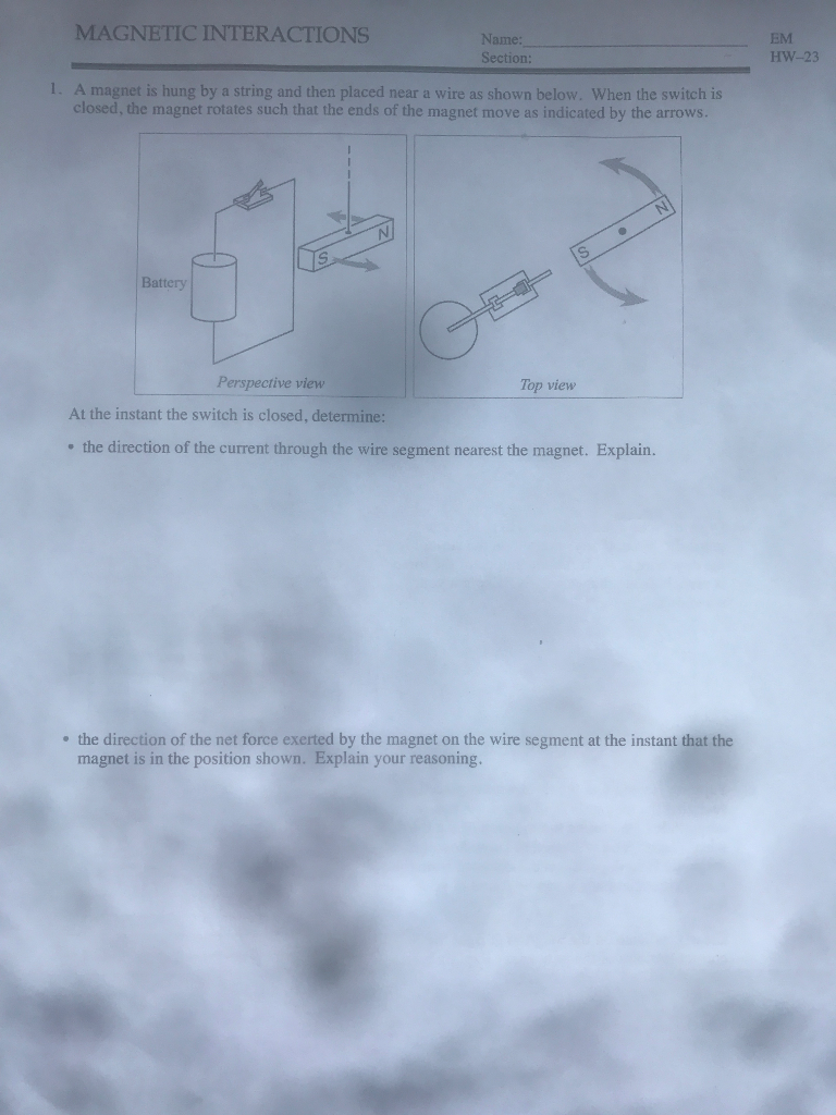 Solved A magnet is hung by a string and then placed near a | Chegg.com