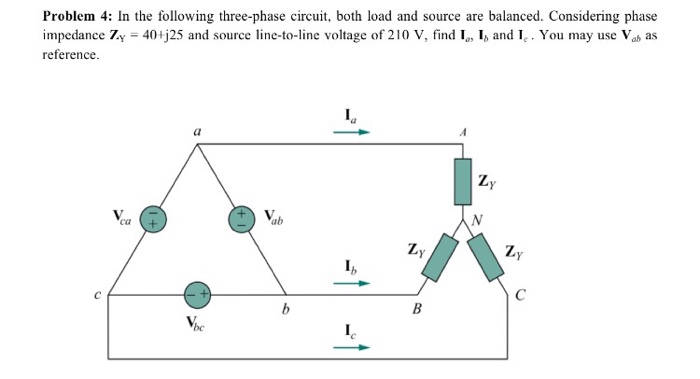 Solved In the following three-phase circuit, both load and | Chegg.com