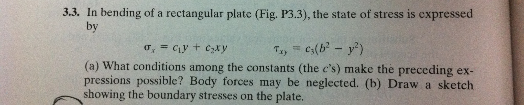 Solved In bending of a rectangular plate (Fig. P3.3), the | Chegg.com