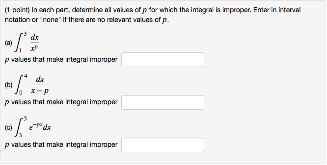 Solved (1 point) In each part, determine all values of p for | Chegg.com