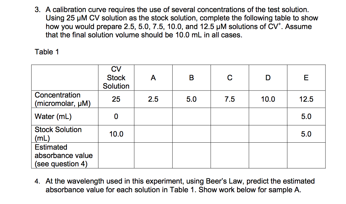 Solved 3. A calibration curve requires the use of several | Chegg.com